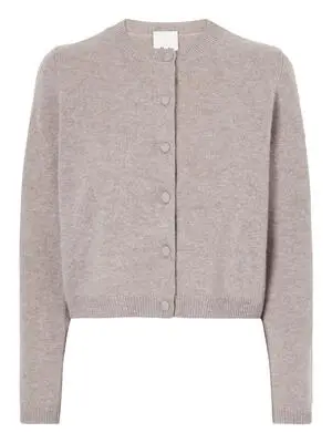 ALLUDE Cropped Cashmere Cardigan - Beige