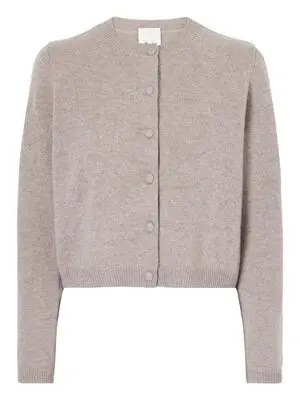 ALLUDE Cropped Cashmere Cardigan - Neutrals