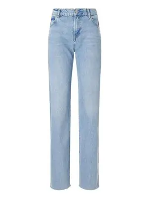 Guest In Residence Weekender Frayed Mid-rise Straight-leg Jeans - Blue