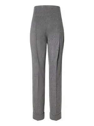 Co Pleated Wool And Cashmere-blend Twill Tapered Pants - Gray