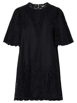Sea Vali Guipure Lace-trimmed Cotton-twill Mini Dress - Black