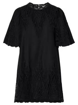 Sea Vali Guipure Lace-trimmed Cotton-twill Mini Dress - Black