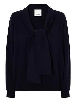 ALLUDE Tie-detailed Wool And Cashmere-blend Sweater - Blue