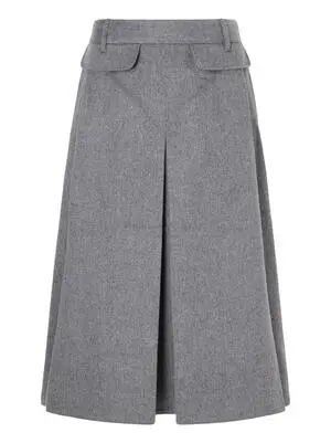 Co Pleated Wool And Cashmere-blend Midi Skirt - Gray
