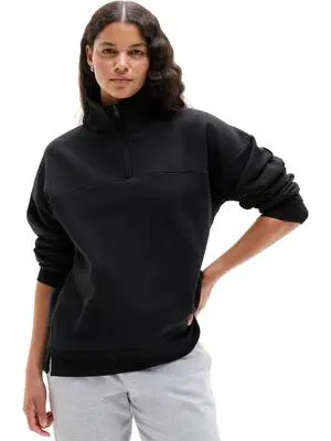 Athleta Forever Fleece 1/4 Zip Sweatshirt Black
