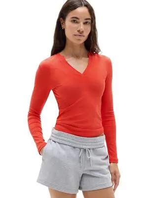Athleta Signature Rib V-Neck Top Ember