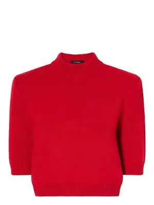 WILLY CHAVARRIA Chavela Cropped Wool Sweater Red