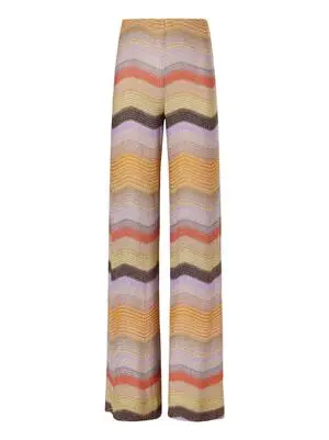 Missoni Striped Metallic Crochet-knit Wide-leg Pants - Multi