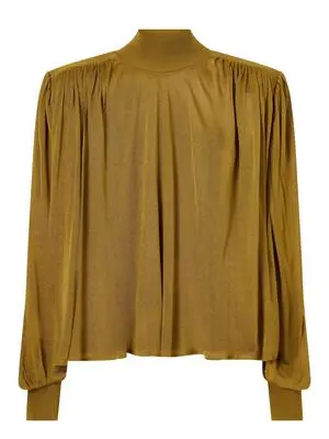 Altuzarra Ethel Gathered Stretch-knit Blouse Chartreuse
