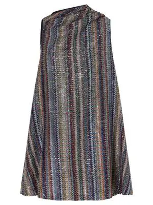 Missoni Sequin-embellished Striped Metallic Crochet-knit Mini Dress - Blue