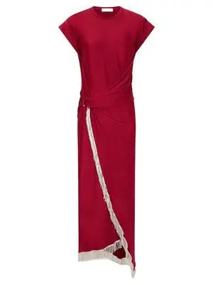 Rabanne Fringe-detailed Gathered Dress - Red