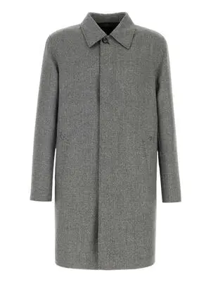 Brioni Melange Concealed-fastening Coat - Grey