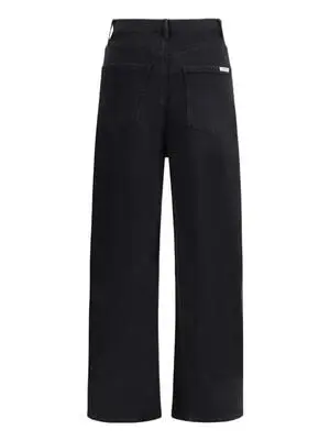 SELF-PORTRAIT Logo Patch Barrel-leg Jeans - Black