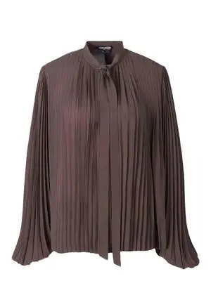 TOM FORD Pleated Pussy-bow Buttoned Shirt - Brown