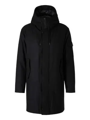 Herno High Collar Long Coat - Black