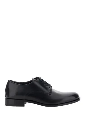 Giorgio Armani Plain Toe Leather Derby Shoes - Black