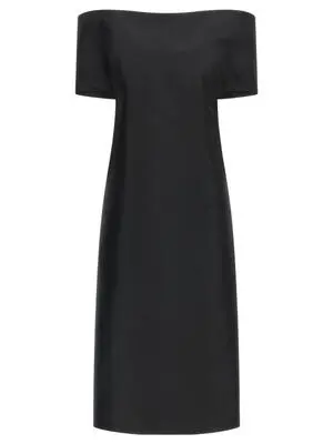 JIL SANDER Off-shoulder Midi Dress - Black