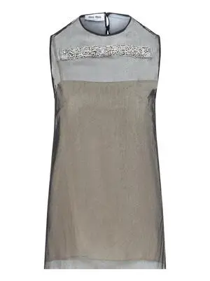 Miu Miu Embellished Tulle Top - Black