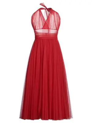 Dolce & Gabbana Sleeveless Solid Chiffon Dress - Red