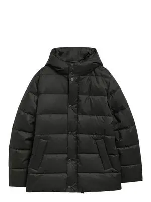 Barbour Olive Quilted Hooded Puffer Coat - No