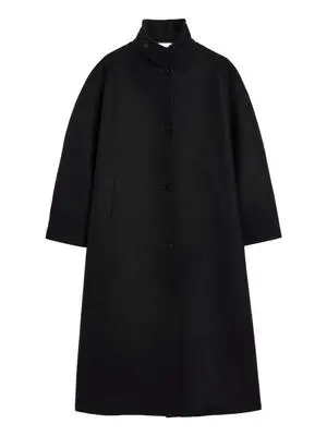 JIL SANDER Felt Wool Coat - Black