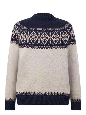 Barbour Crew Neck Fair Isle Knit Sweater - No