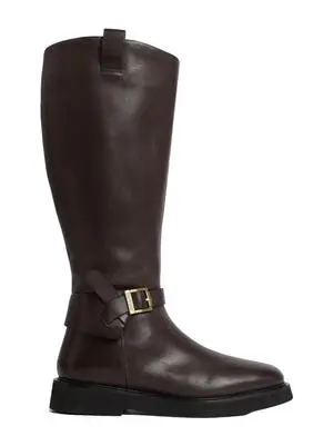 Barbour Buckle Leather Knee-high Riding Boots - No