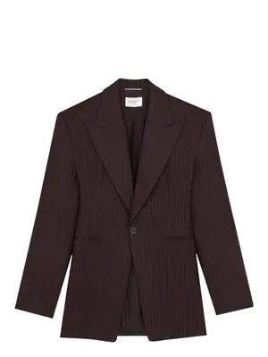 Saint Laurent Pinstripe-pattern Peak-lapel Blazer - Brown