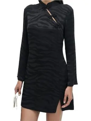 Rixo New Chinese Style Modified Cheongsam Mini Dress - Black