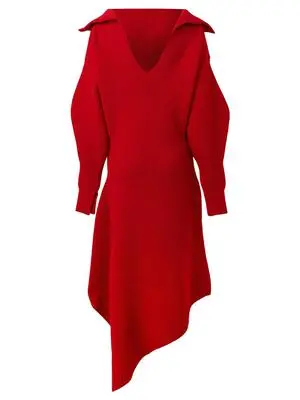 Givenchy Asymmetrical Knit Dress - Red
