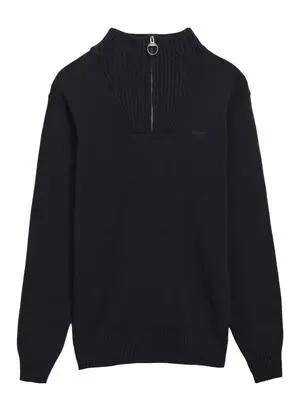 Barbour Half-zip Mock Neck Knit Sweater - Navy