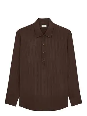 Saint Laurent Half-buttoned Jacquard Shirt - Chocolate