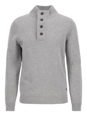 Barbour Button Mock Neck Knit Sweater Gray