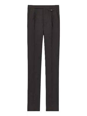 Saint Laurent Tapered Pants In Felted Wool Gabardine - Anthracite