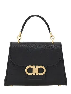 FERRAGAMO Top Handle Double Gancini - Black