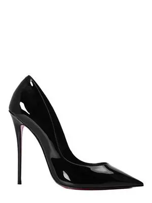 CHRISTIAN LOUBOUTIN Pointed Toe Patent Leather Stiletto Pumps - Black