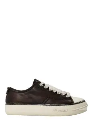 REPRESENT Dark Brown Vintage Leather Thick Sole Low-top Sneakers Black