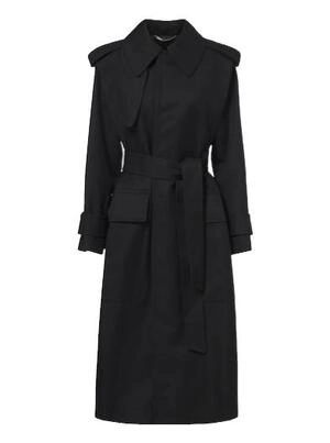 Victoria Beckham Minimal Long Twill Trench Coat - No