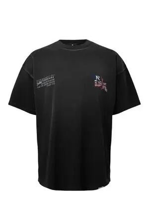 REPRESENT Washed Flag Print Crew Neck Short Sleeve Tee - Black