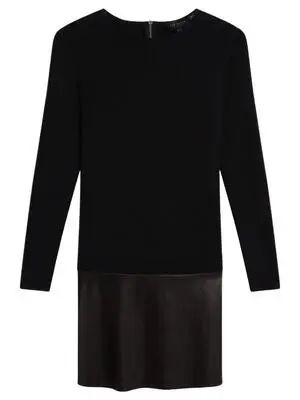 Victoria Beckham Long Sleeve Spliced Dress - Black