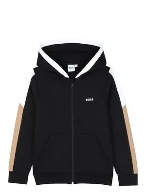 Hugo Boss Color Block Hooded Zip-up Jacket - Black