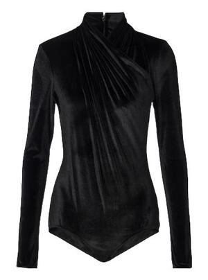 MUGLER Draped Velvet Bodysuit No