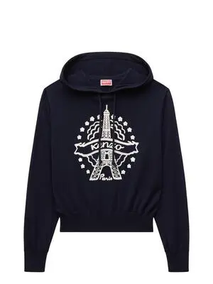 Kenzo Eiffel Tower Design' Hoodie In Wool - Blue-black