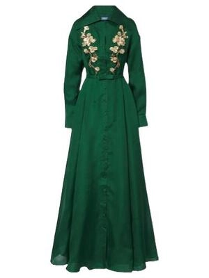 LEO Belted Embellished Silk Gown