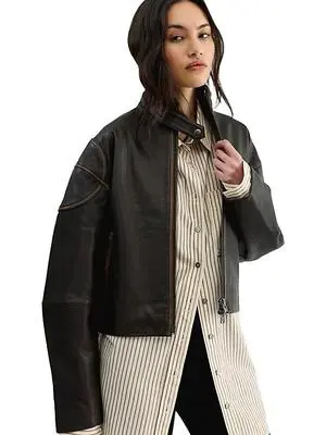 AGOLDE Pierson Leather Jacket - Chai