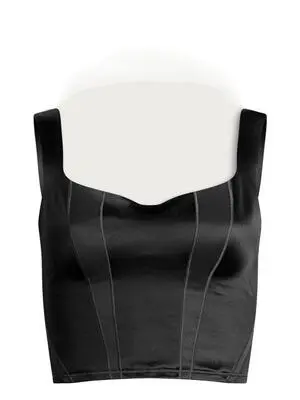Nike Skims Shine Texture Crop Tank Top - Obsidian