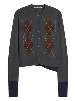 Acne Studios Kohona Silky Wool Cardigan Dark Grey/multi