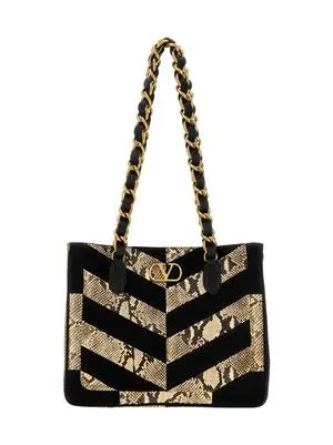 Valentino Garavani Leather And Suede Le Seine Shopping Bag - Multicolor