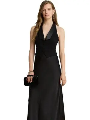 Ralph Lauren Double-faced Crepe & Satin Gown - Black
