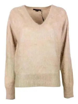 Seventy V-neck Brushed-knit Sweater Neutrals
